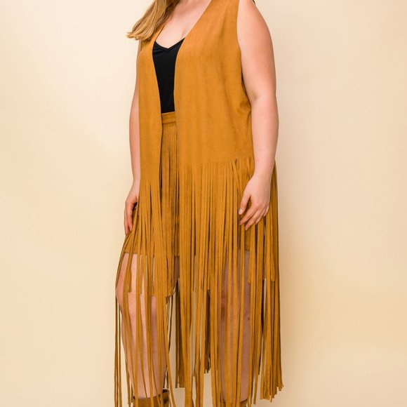 Vocal | Jackets & Coats | Vocal Plus Sz Suede Fringe Vest Woodstock ...